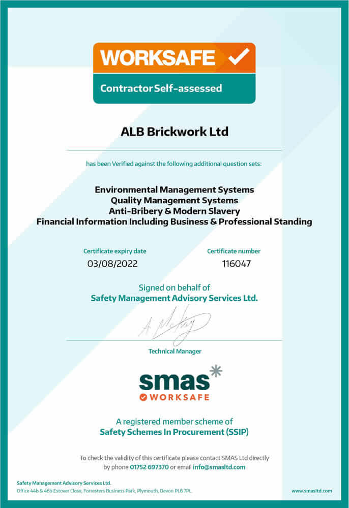 Accreditations - ALB Brickwork